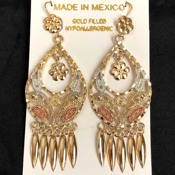 Jewelry | New Gold Filled Earring Flower Tear Drop Dream Catcher Tri ...